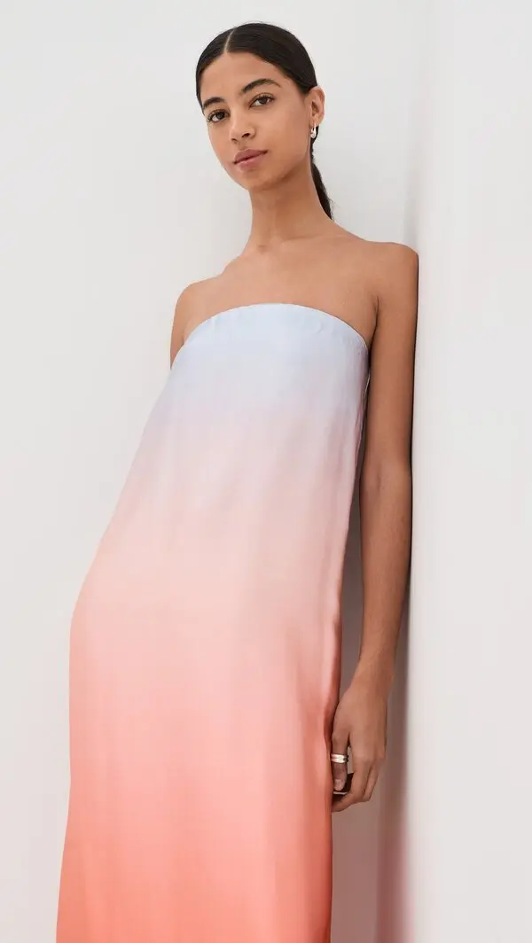 Sablyn Strapless Silk Ombre Maxi Dress