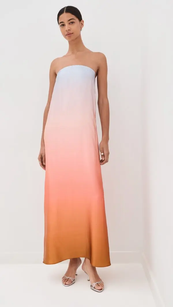 Sablyn Strapless Silk Ombre Maxi Dress
