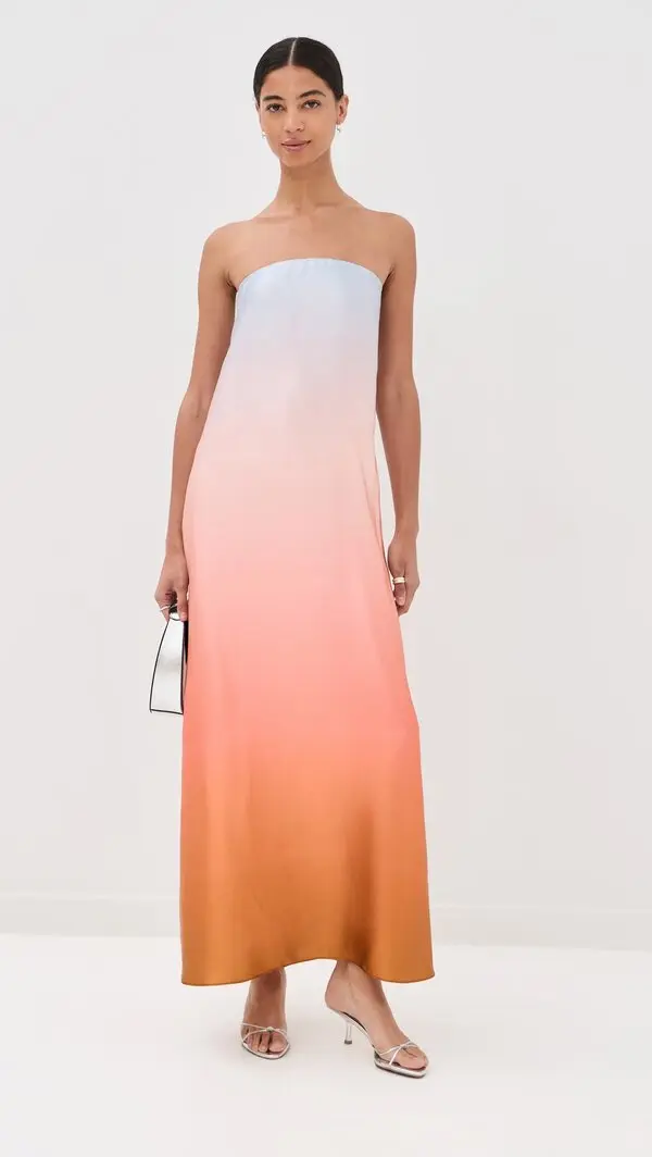 Sablyn Strapless Silk Ombre Maxi Dress