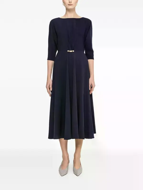 NISSA Pearl Detail Midi Dress - Blue