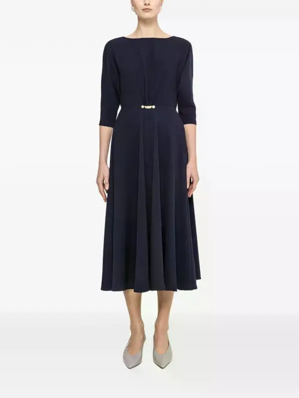 NISSA Pearl Detail Midi Dress - Blue