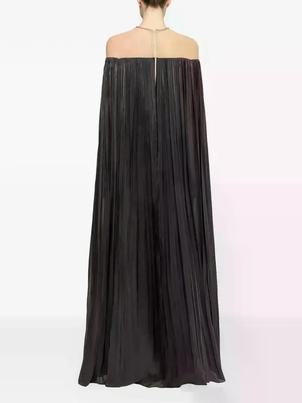 NISSA Chiffon Cape Design Maxi Dress With Belt Embellishment - Black