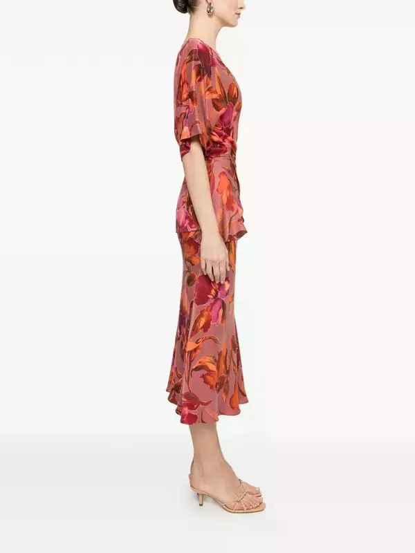 NISSA Printed V-neck Top - Pink