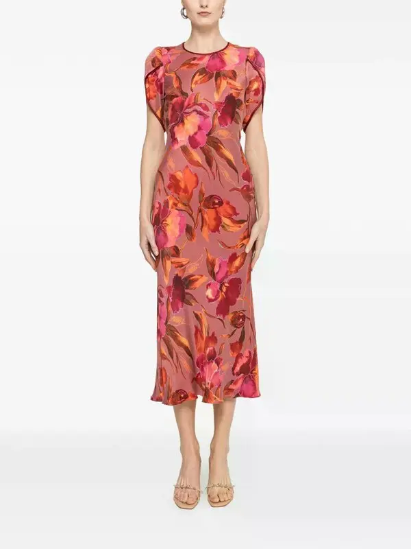 NISSA Printed Midi Dress - Pink