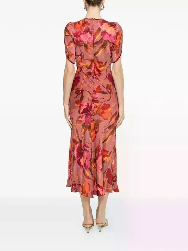 NISSA Printed Cupro Midi Dress
