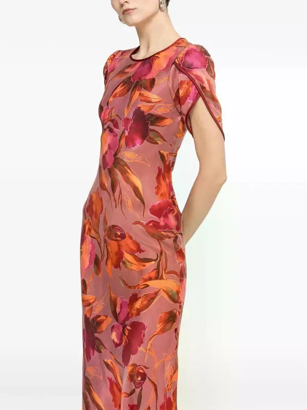 NISSA Printed Cupro Midi Dress