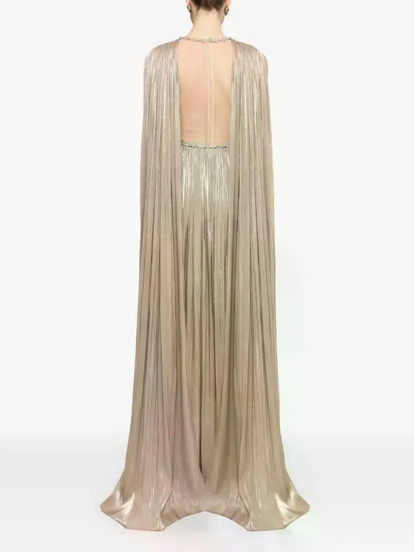 NISSA Crystal-embellished Chiffon Maxi Dress - Neutrals