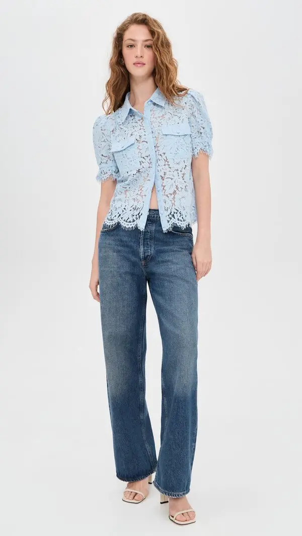 Generation Love Mina Lace Button-down Shirt