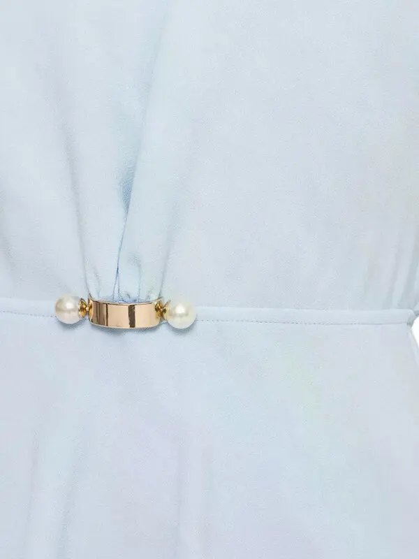 NISSA Pearl-detail Crepe Midi Dress