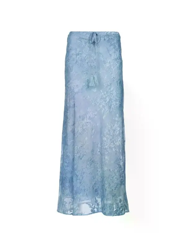 ERMANNO FIRENZE Floral Lace Skirt With Tassel Detail - Blue