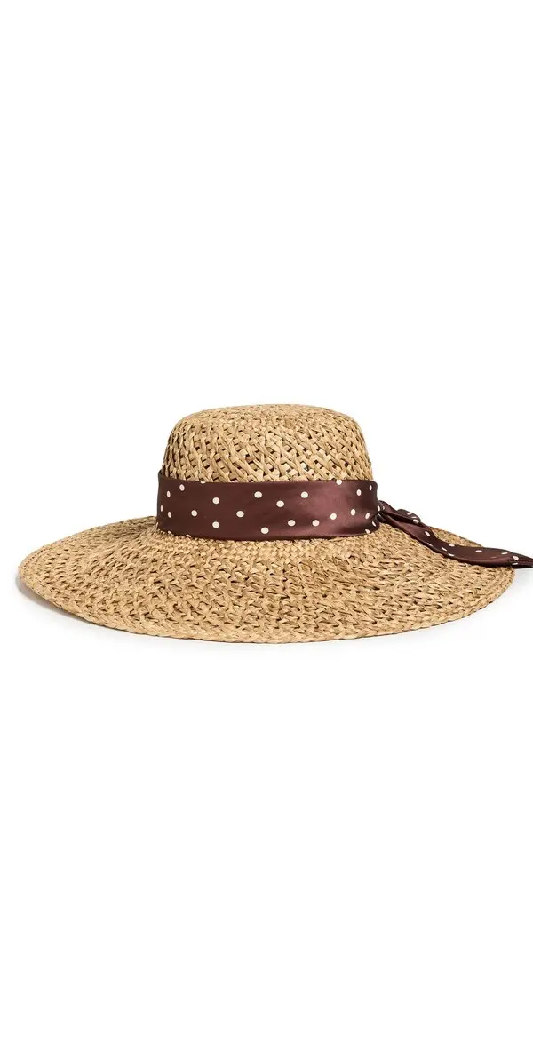 Rag & Bone Straw Hat With Polka Dot Band - Natural Brown
