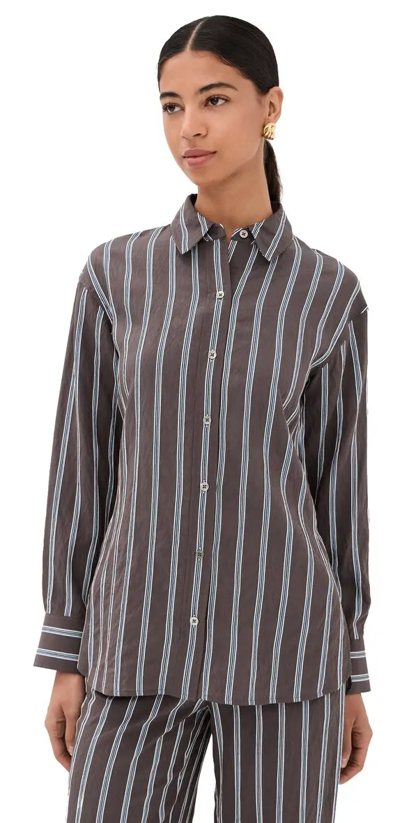 Veronica Beard Lloyd Button Down Shirt - Dark Mocha