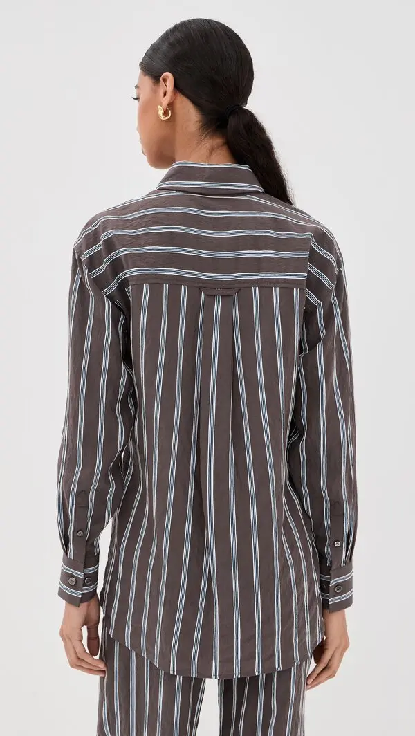 Veronica Beard Lloyd Striped Button-down Shirt - Dark Mocha