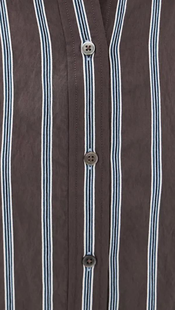 Veronica Beard Lloyd Striped Button-down Shirt - Dark Mocha