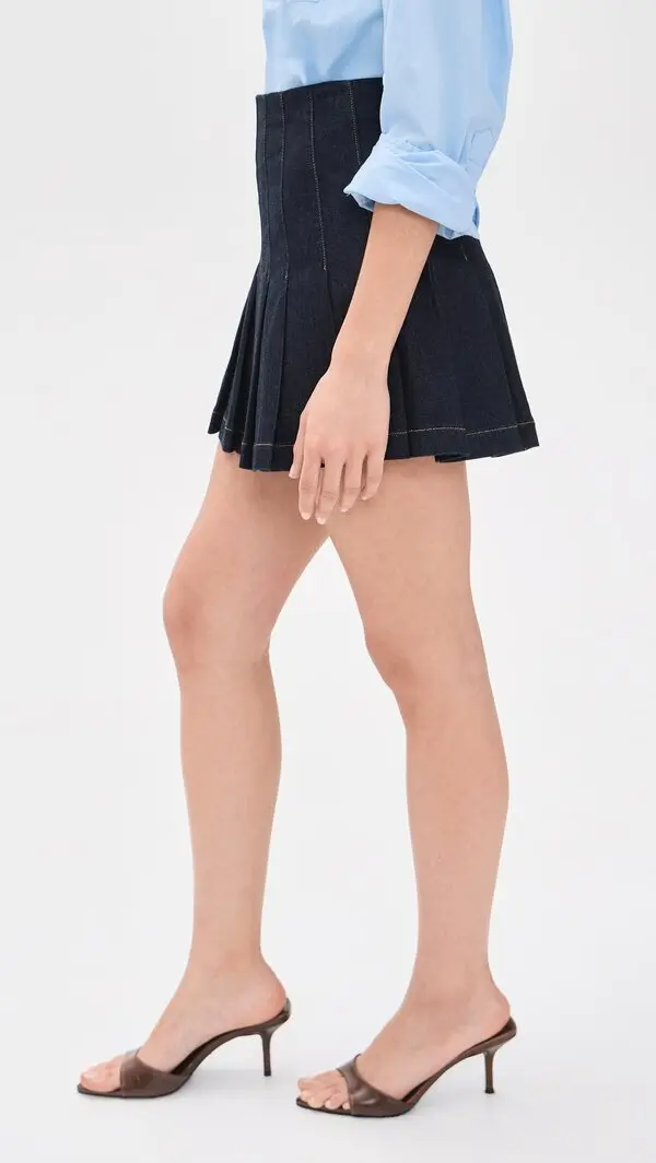 Alice + Olivia Carter Pleated Denim Skirt