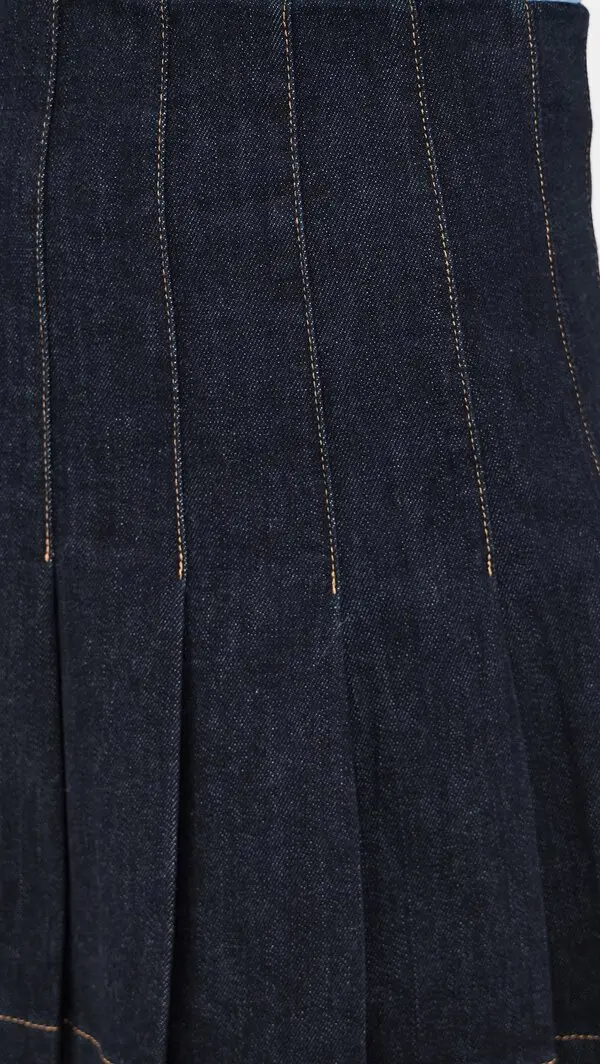 Alice + Olivia Carter Pleated Denim Skirt