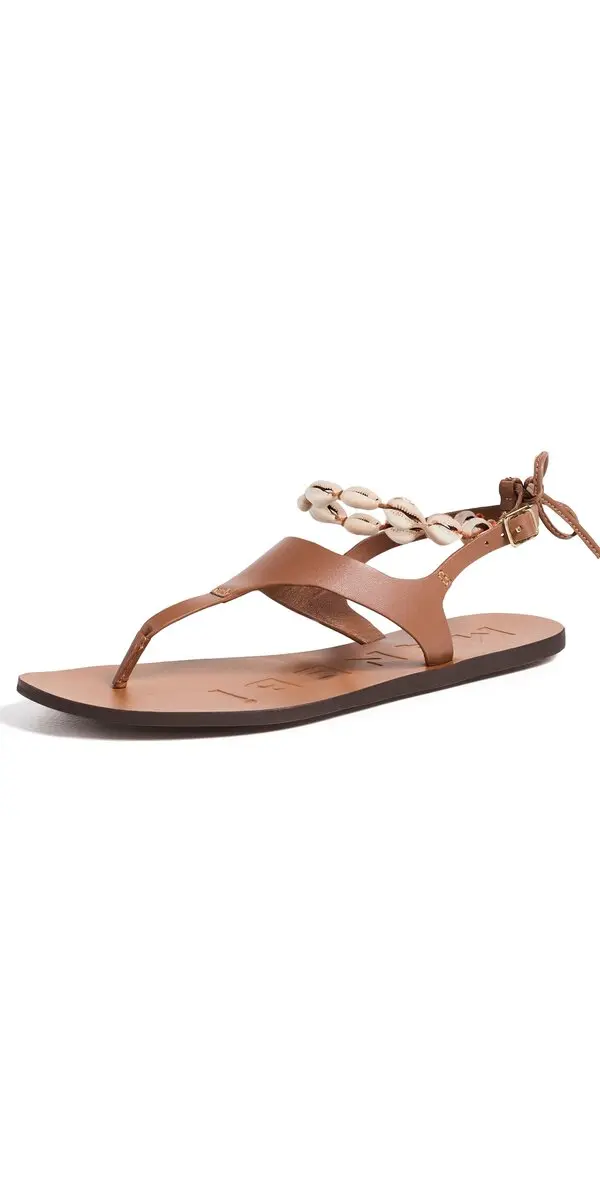Manebí Leather Thong Sandals - Tan/shell