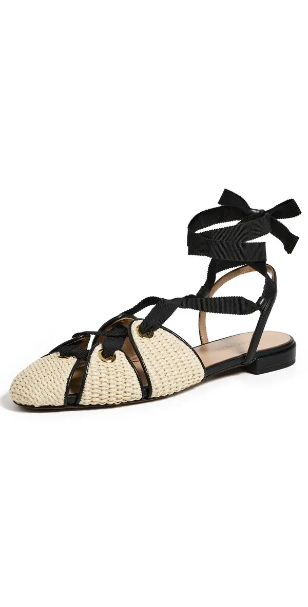 Ulla Johnson Artemis Eyelet Flat Sandals - Natural