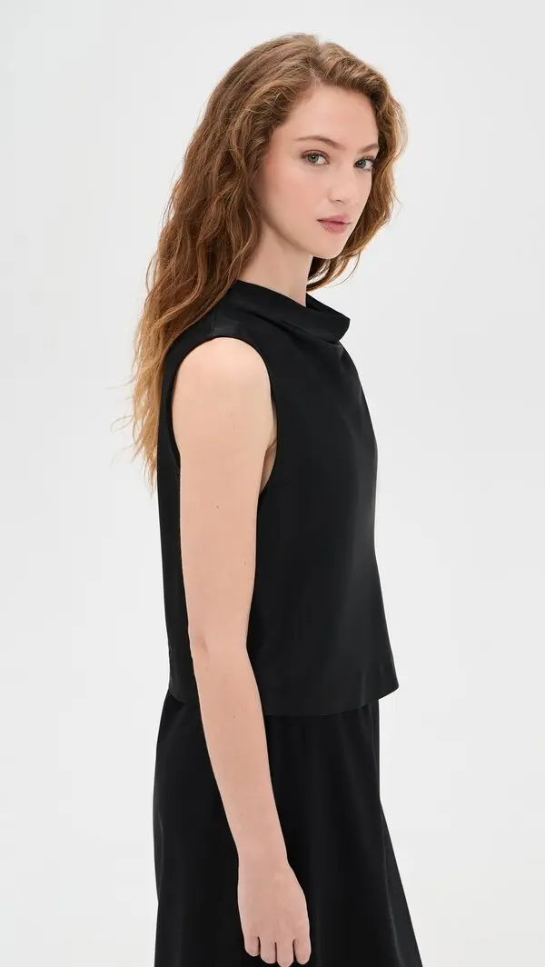 Vince Cropped Cowl Neck Top - Black