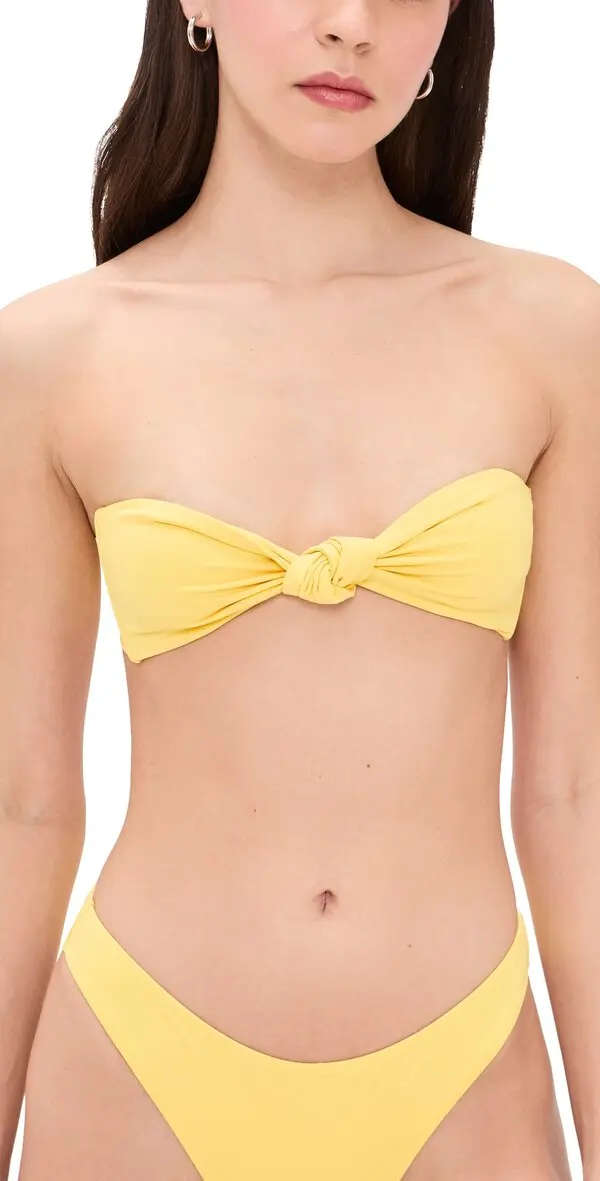 Good American Matte Twist Bandeau Bikini Top - Lemon Light