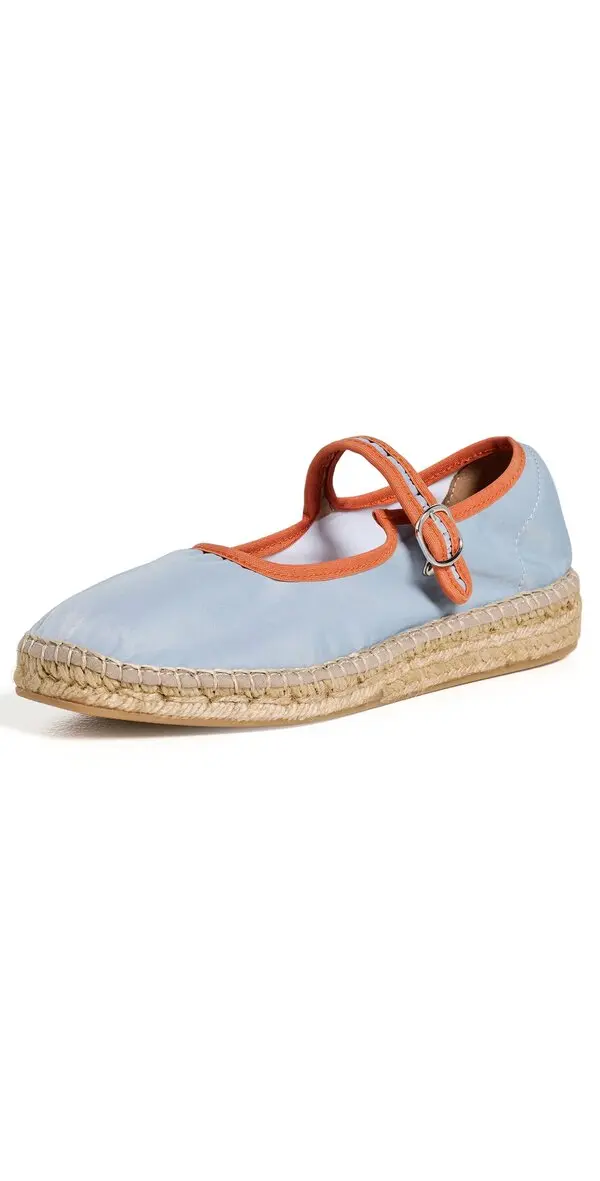 NAGUISA Peonia Mary Jane Flats - Light Blue/orange