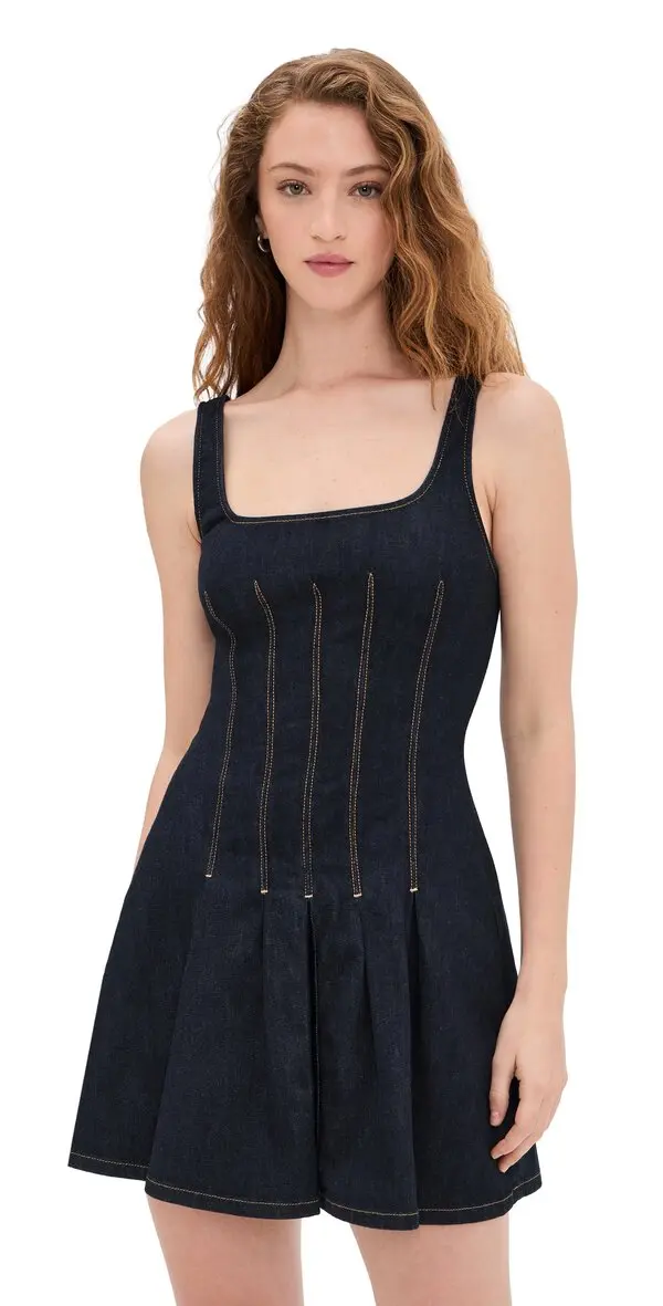 Alice + Olivia Hollis Flared Mini Dress - Dark Rinse