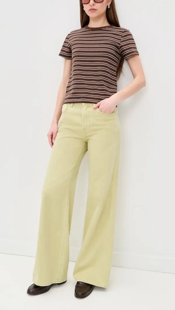 Veronica Beard Kasey Mid-rise Wide-leg Jeans - Pistachio