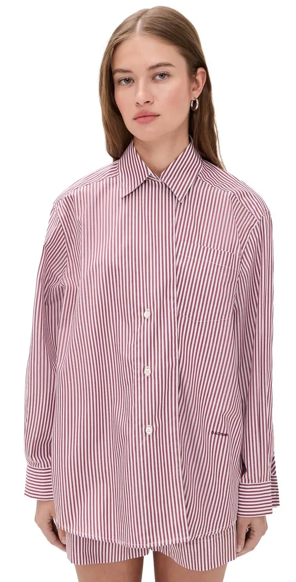 HOUSE OF DAGMAR Asymmetric Striped Shirt - Red Stripe