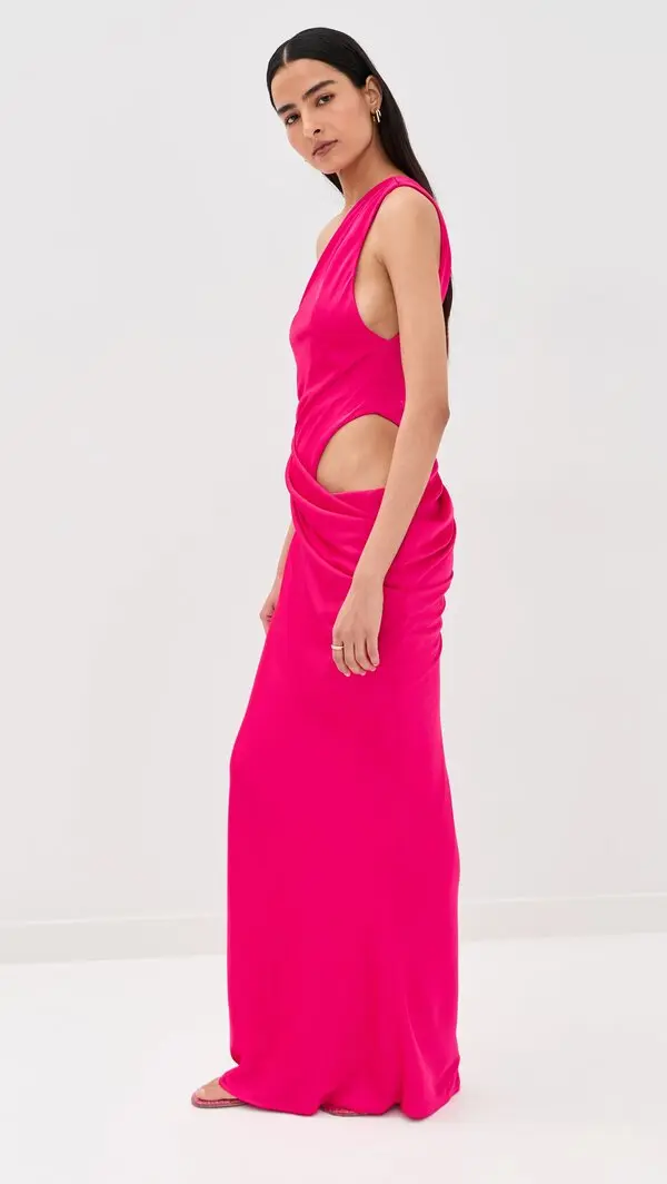 Misha Collection The Isadora Satin Maxi Dress - Bright Rose