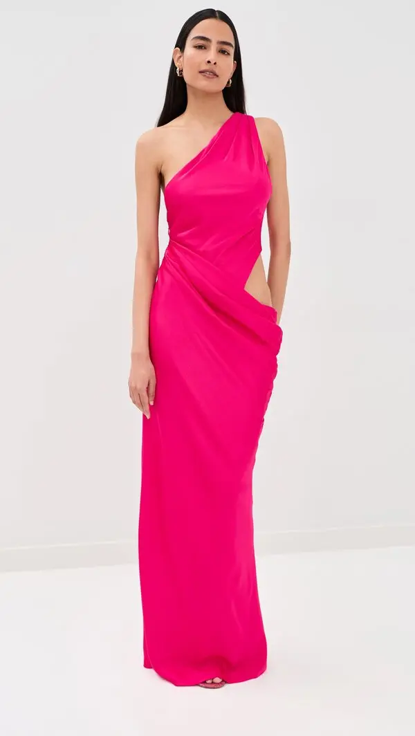 Misha Collection The Isadora Satin Maxi Dress - Bright Rose