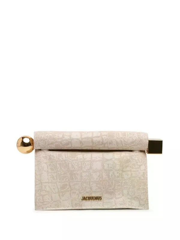Jacquemus 2010-2025 Croc Printed Denim La Pochette Rond Carre Clutch Bag - Neutrals