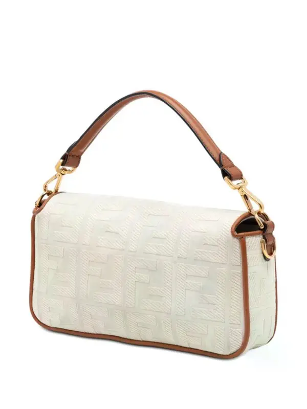 Fendi Zucca Embroidered Canvas Baguette Satchel