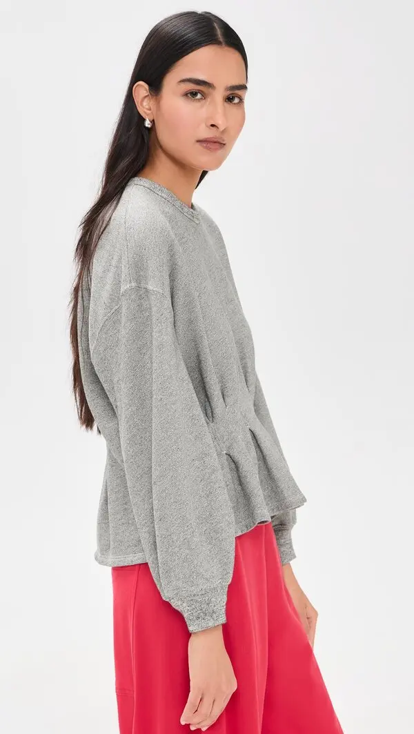 The Great. The Slouchy Corset Sweatshirt - Varsity Grey