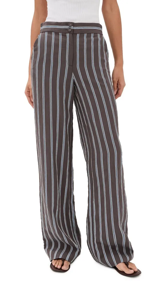 Veronica Beard Carraway Stripe Pattern Pants - Dark Mocha