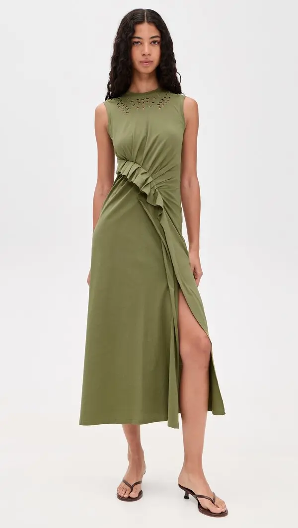 Ulla Johnson Jeune Cotton Midi Dress - Lichen