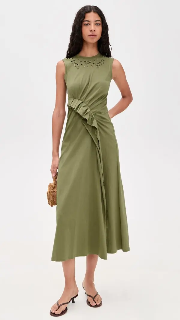 Ulla Johnson Jeune Cotton Midi Dress - Lichen