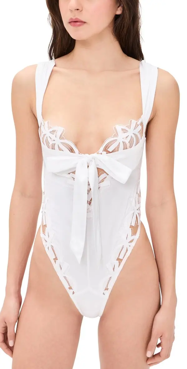 For Love & Lemons Hallie Teddy Thong Bodysuit - White