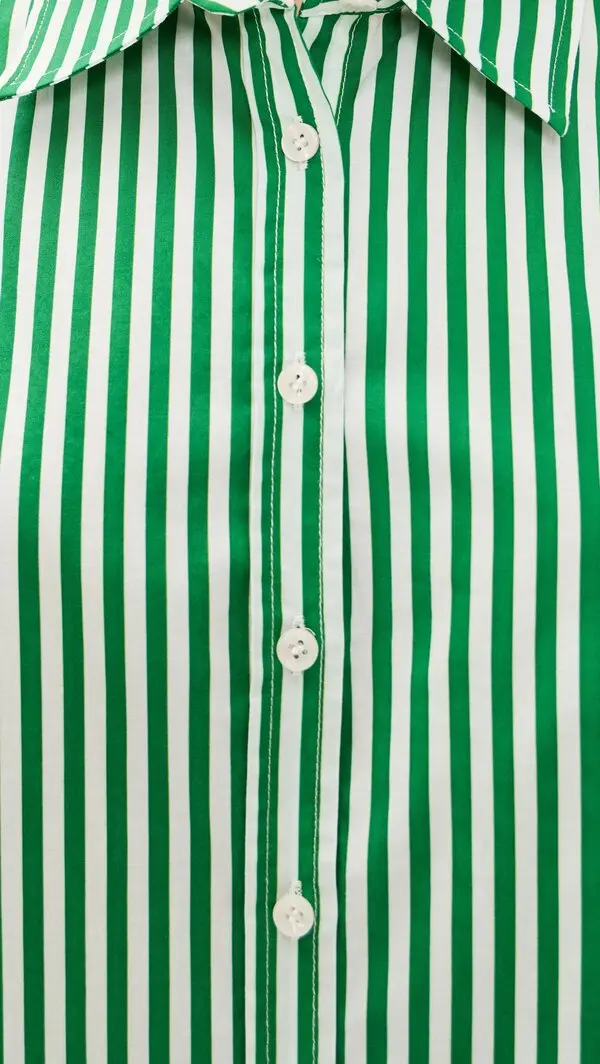 PERFECTWHITETEE Gisele Cotton Poplin Slim Fit Button-down Shirt With Stripe Pattern - Grass Stripe