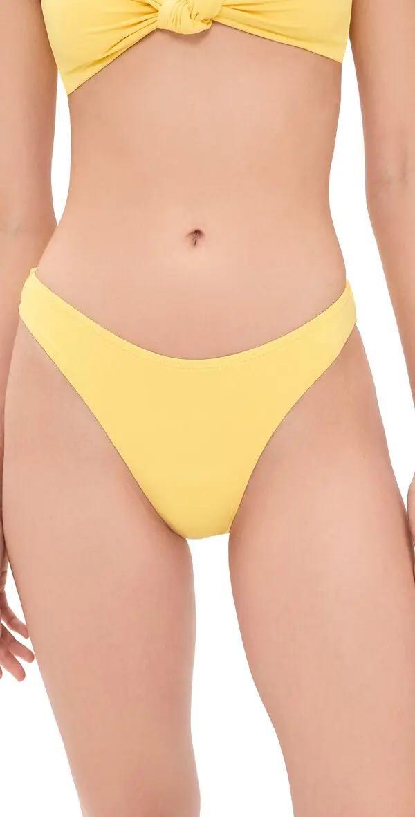 Good American Matte Good Waist Cheeky Bikini Bottoms - Lemon Light