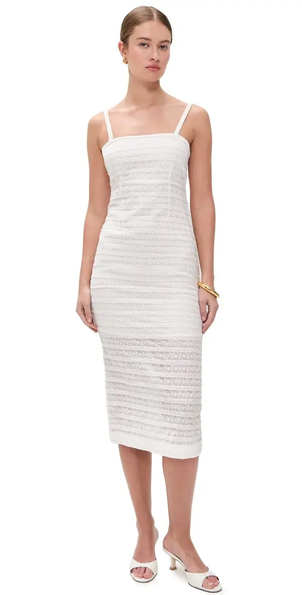 LoveShackFancy Verna Midi Dress - White