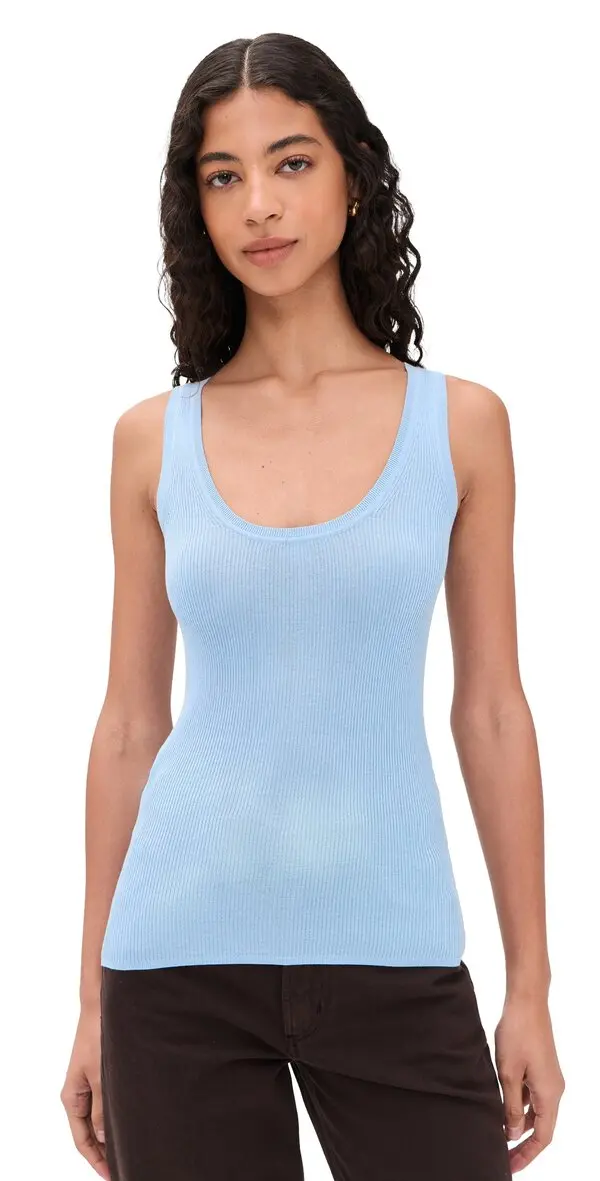 Renggli Scoop Neck Ribbed Tank - Azure