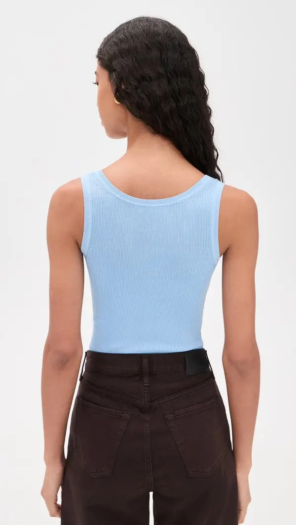 Renggli Scoop Neck Rib Tank - Azure