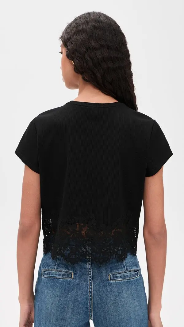 Generation Love Ribbed Jersey Top With Lace Hem