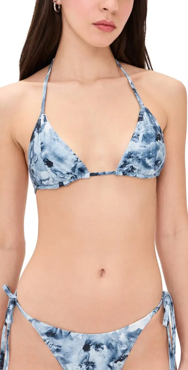 Good American Angel Print Bikini Top - Blue Angel Print