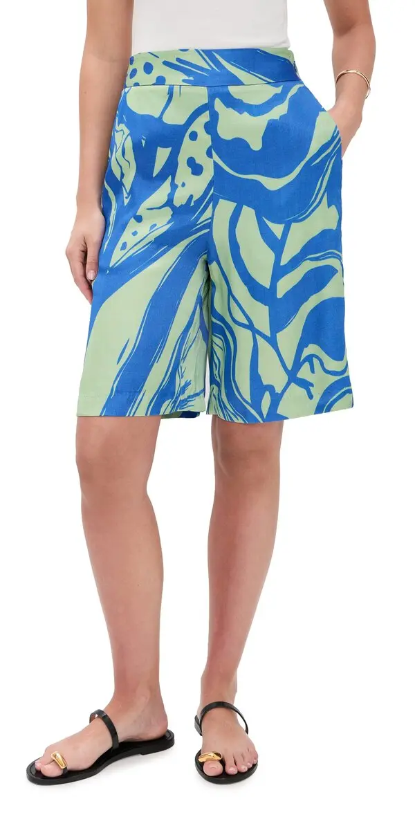 DIARRABLU Jeyna Printed Satin Shorts - Tima Mint
