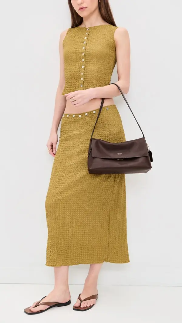 COACH Natural Grain Leather Shoulder Bag - B4/maple