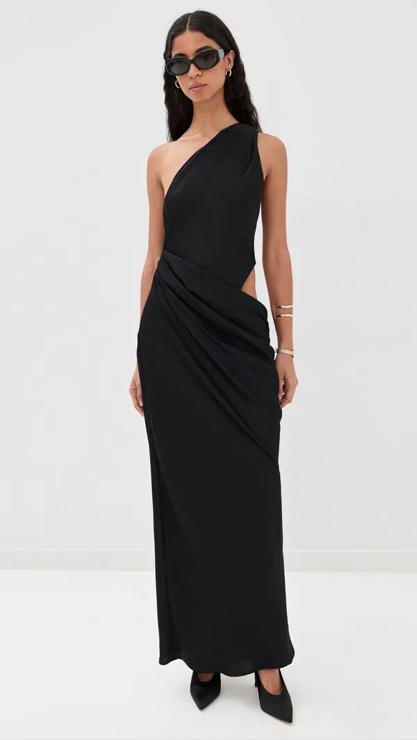 Misha Collection The Isadora Satin Maxi Dress - Black