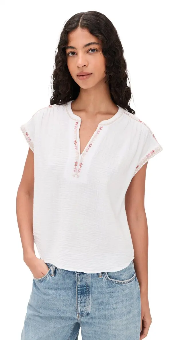 Xirena Danika Embroidered Top - Claystone