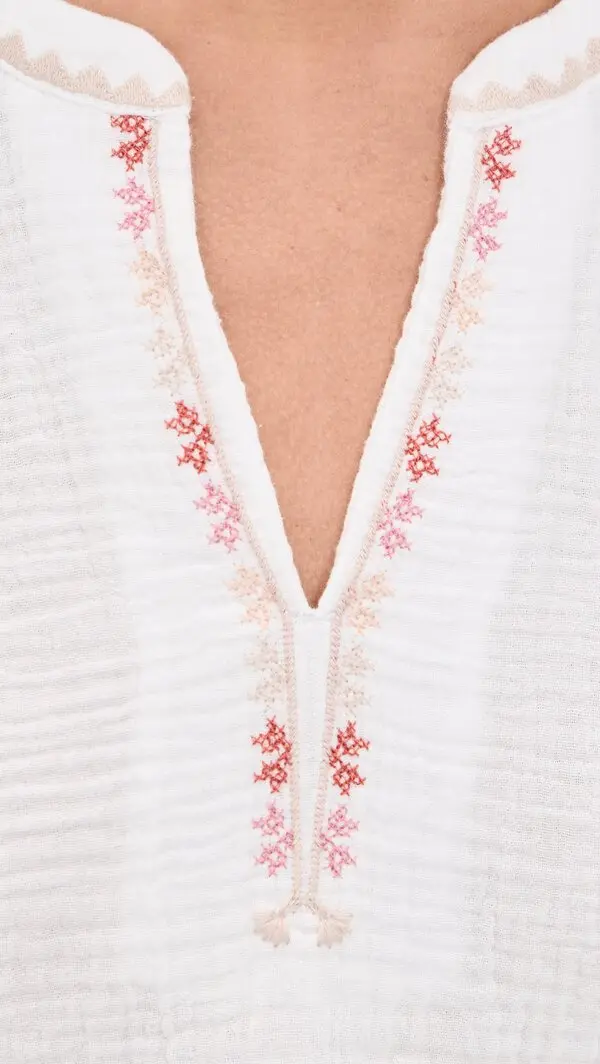 Xirena Danika Top With Embroidered V-neck And Cap Sleeves