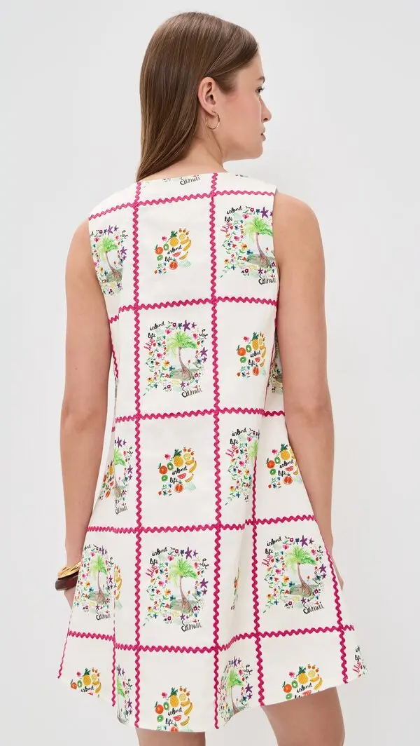 Celiab Acai Mini Dress With Tropical Fruit Print And Appliques